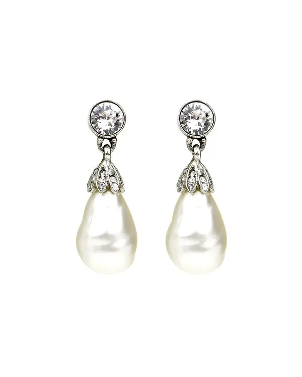 BEN-AMUN Baroque Glass- Crystal Drop Earrings - Pearl