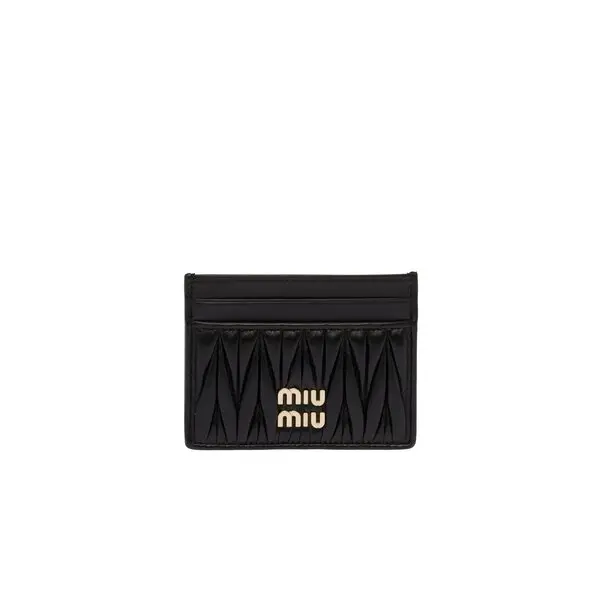 Miu Miu Matelassé Nappa Leather Card Holder - Black