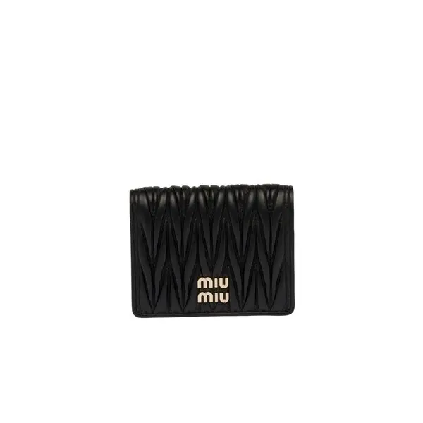 Miu Miu Small Matelassé Nappa Leather Wallet - Black