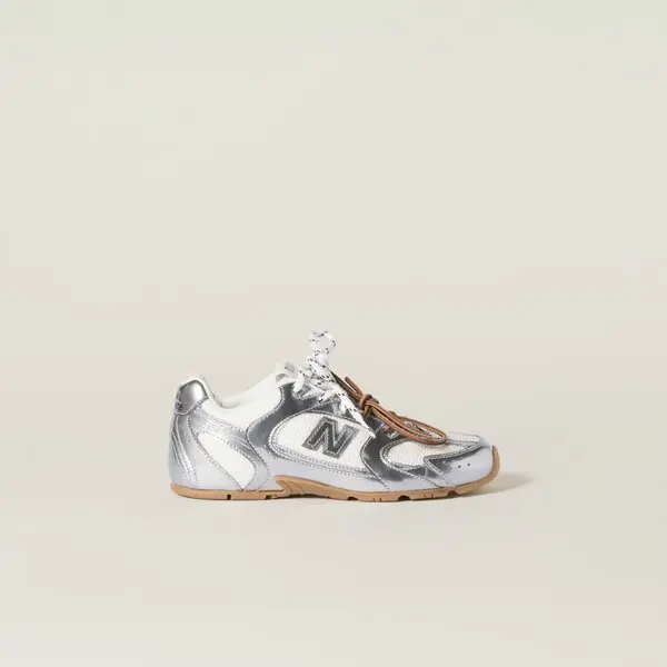 Miu Miu X New Balance 530 Metallic Leather Sneakers - Silver