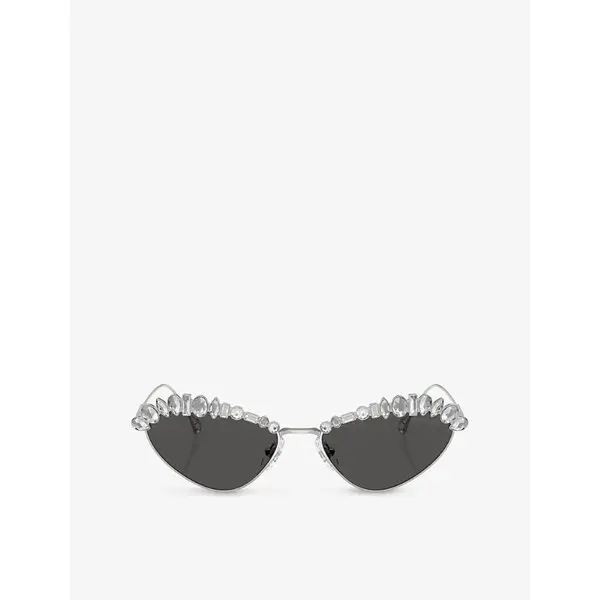 SWAROVSKI Sk7009 Embellished Irregular Sunglasses - Silver