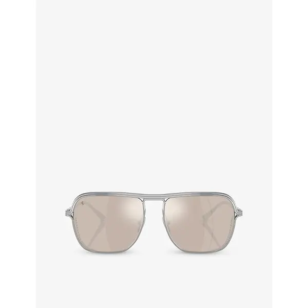 FERRARI Fh1014t Square-frame Metal Sunglasses - Silver