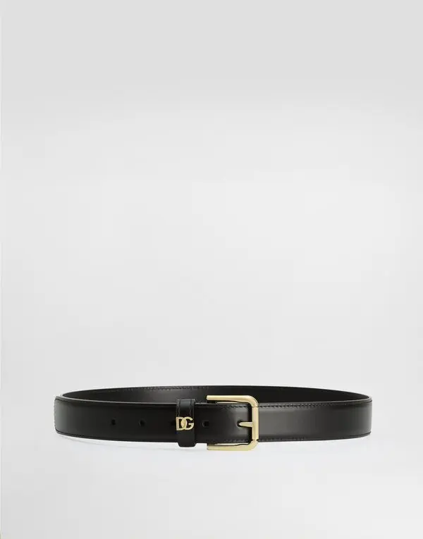 Dolce & Gabbana Calfskin Belt With Dg Logo - Black