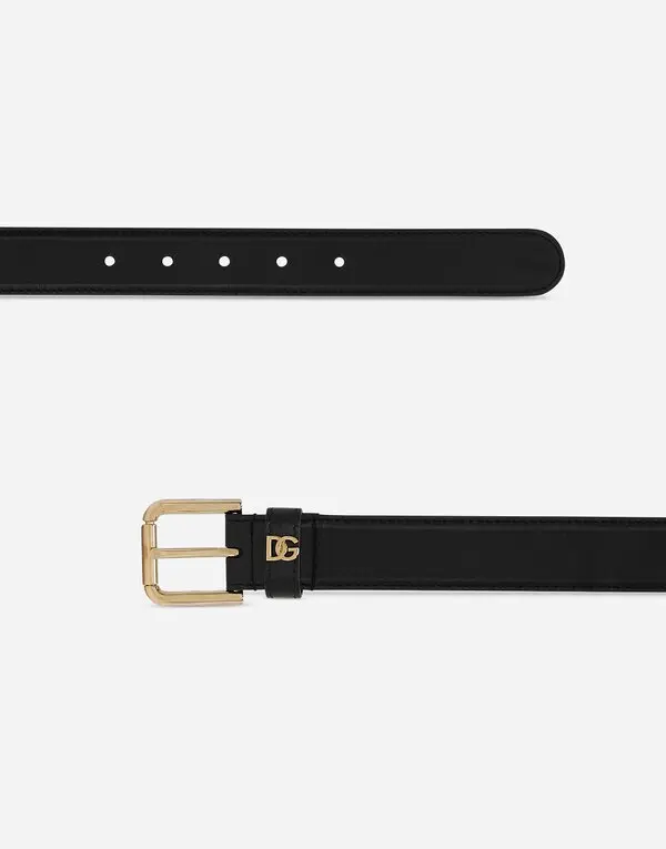 Dolce & Gabbana Calfskin Belt With Dg Logo - Black