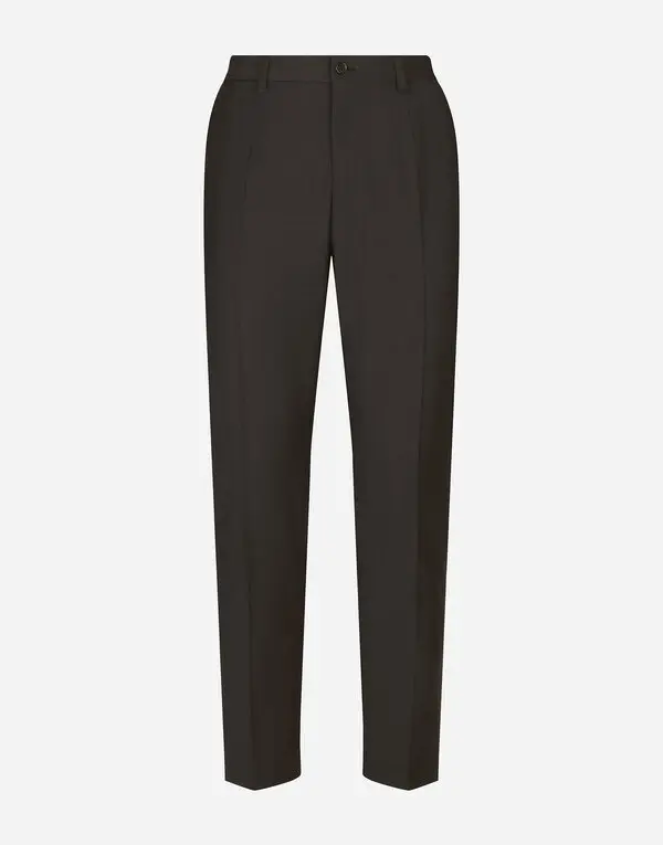 Dolce & Gabbana Stretch Cotton Pants With Dg Patch - Grey