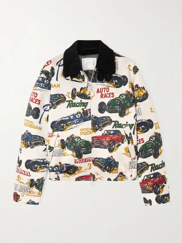 Sacai Car Race Tropical Printed Jacket In Off-White - 40% Off