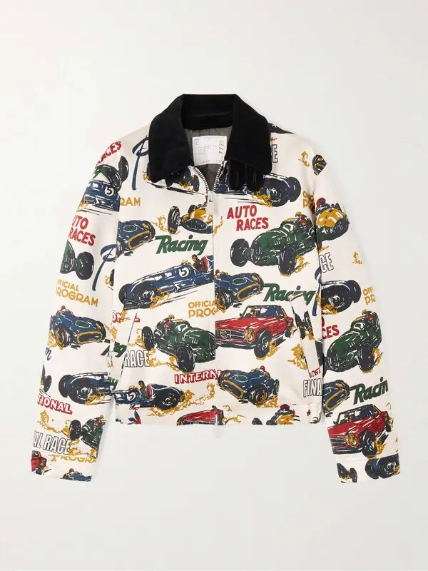 Sacai Car Race Tropical Printed Jacket In Off-White - 40