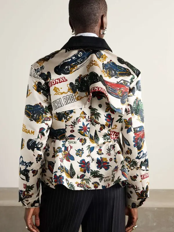 ジャケット・アウター sacai Car Race Tropical Print Blouson Sacai Car Race Tropical Printed Jacket In Off-White - 40% Off