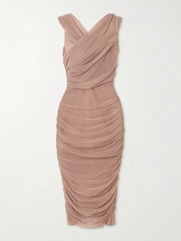 Dolce & Gabbana Ruched Stretch-tulle Midi Dress
