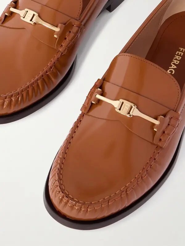 FERRAGAMO Harry Patent-leather Loafers - Brown