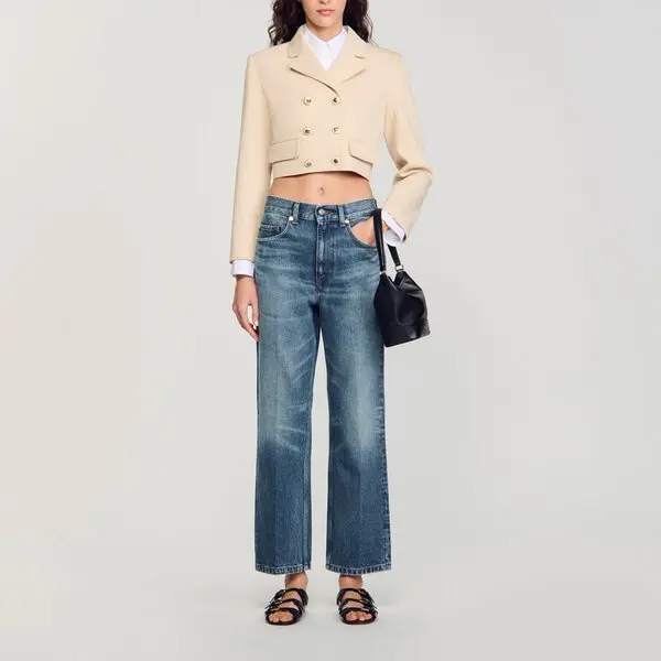 Sandro Cropped Buttoned Jacket