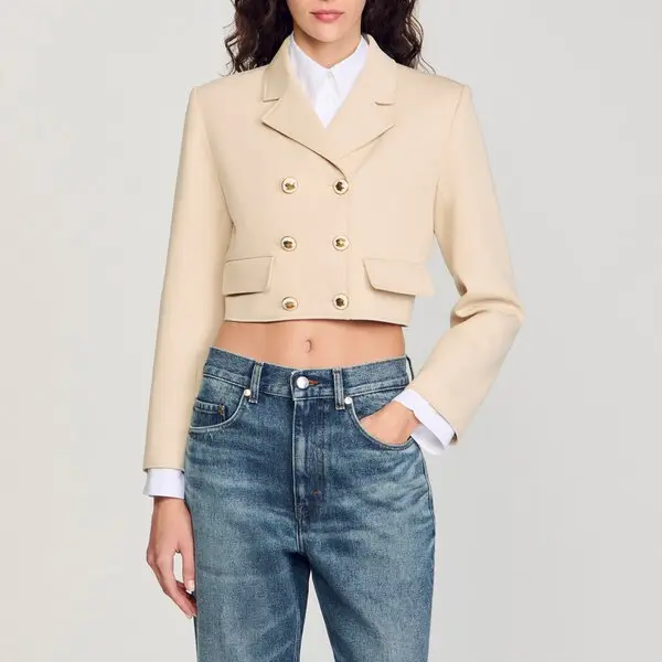 Sandro Cropped Buttoned Jacket