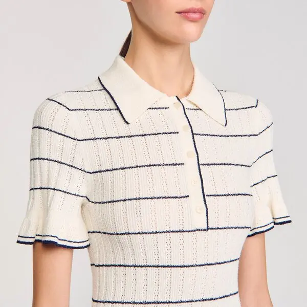 Sandro Knitted Midi Dress With Polo Neck