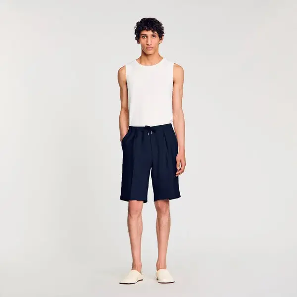 Sandro Jersey Bermuda Shorts - Navy Blue