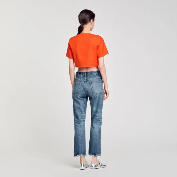 Sandro Crop Top With Gold Buttons