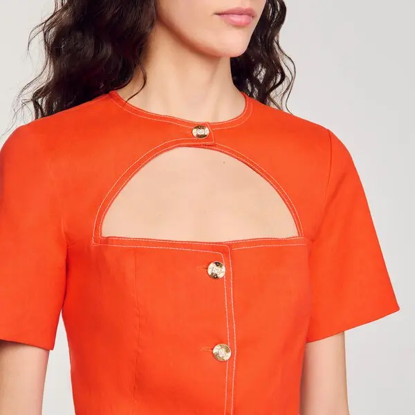Sandro Crop Top With Gold Buttons