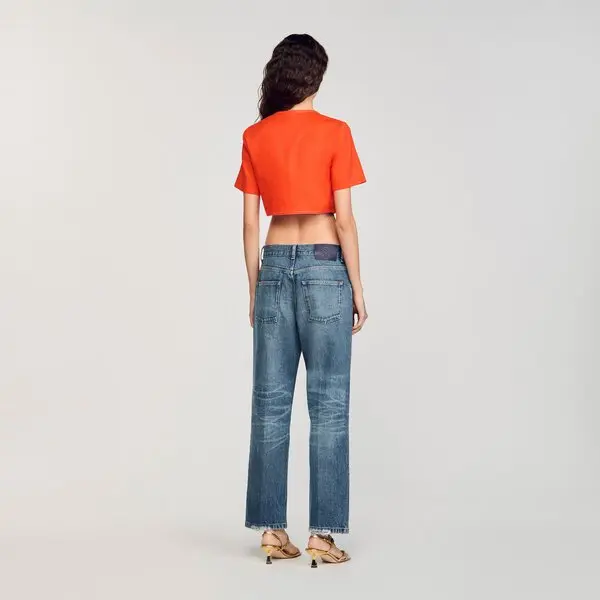 Sandro Crop Top With Gold Buttons