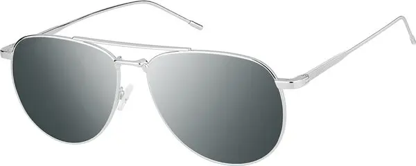 Zenni Retro Aviator Sunglasses With Stainless Steel Full Rim Frame - Silver