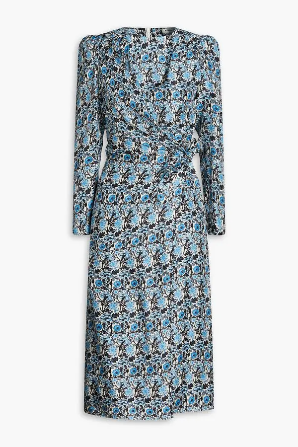 Sandro Wrap-effect Floral-print Silk-twill Midi Dress
