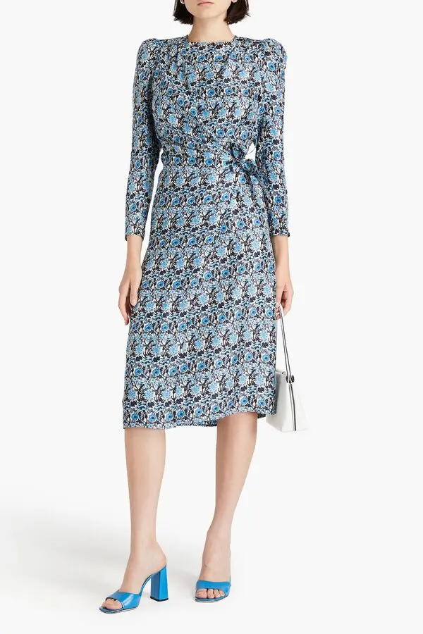 Sandro Wrap-effect Floral-print Silk-twill Midi Dress