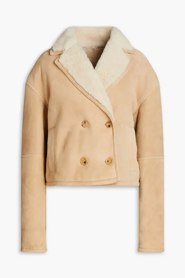 Sandro Double-breasted Shearling Jacket