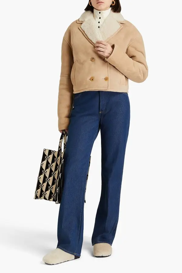 Sandro Double-breasted Shearling Jacket
