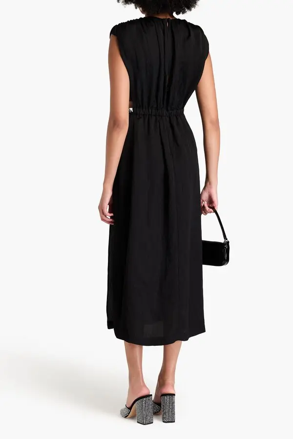Sandro Crystal-embellished Crinkled Satin-twill Midi Dress