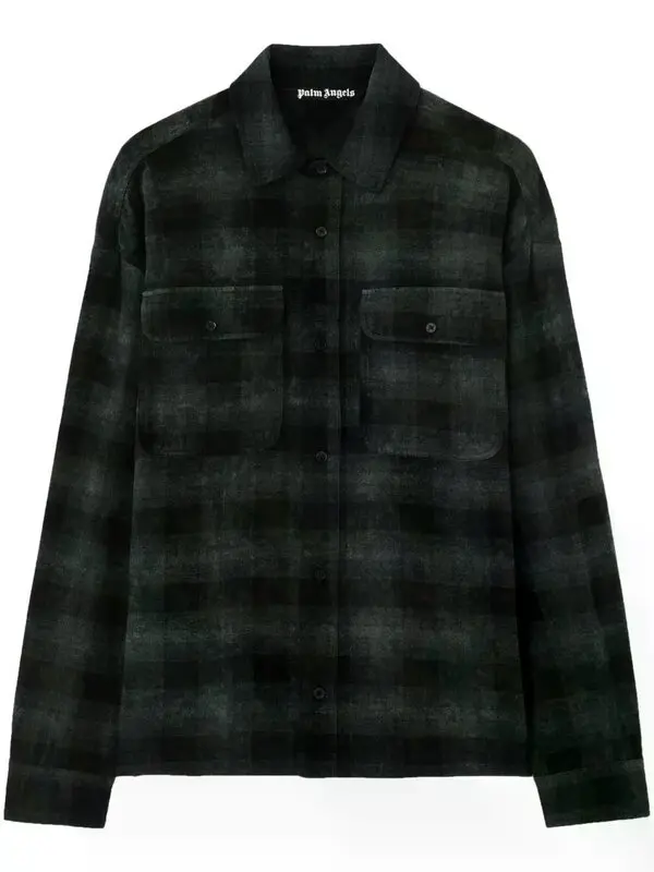 Palm Angels M Curved Logo Shirt - Green