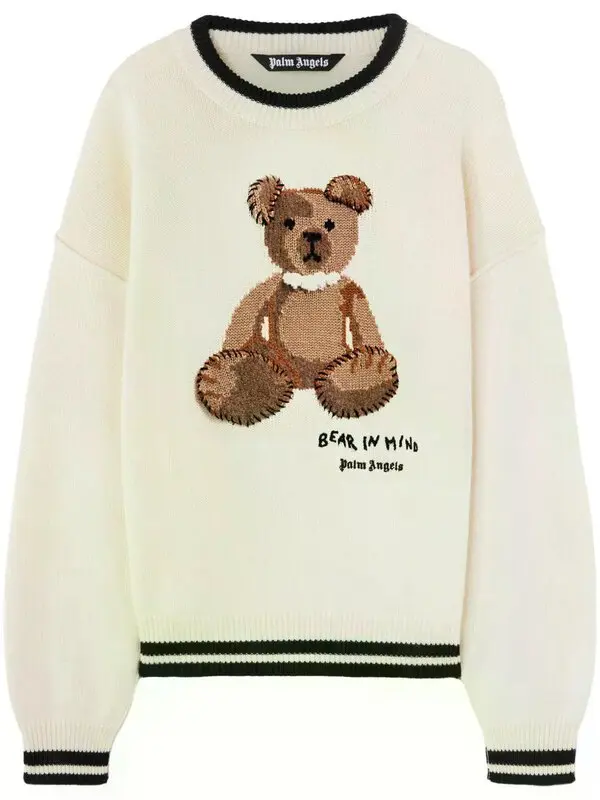 Palm Angels Bear In Mind Crewneck Sweater - White