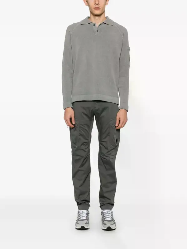 C.P. COMPANY Cotton Chenille Polo Shirt - Grey