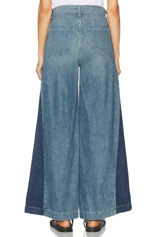 NILI LOTAN Ebony Wide Leg Jeans - Blue Denim Patchwork