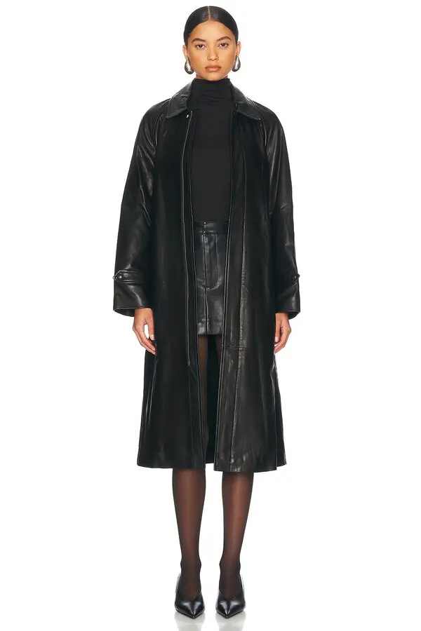 Nour Hammour Isolde Leather Trench Coat