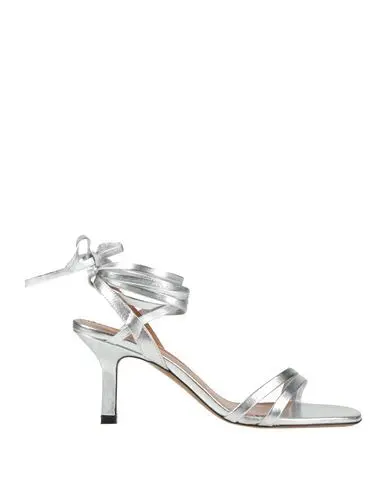 Maje Leather Lace-up Metallic Sandals