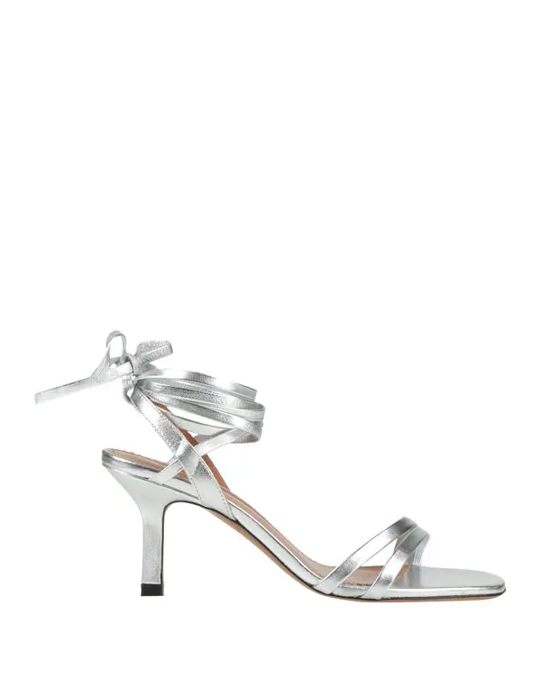 Maje Leather Lace-up Metallic Sandals