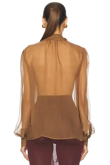 Saint Laurent Sheer Long Sleeve Blouse