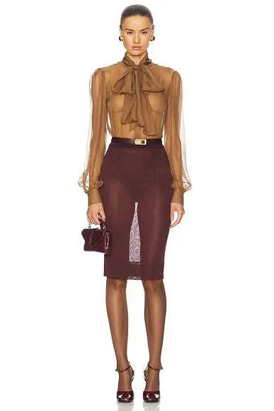 Saint Laurent Sheer Long Sleeve Blouse