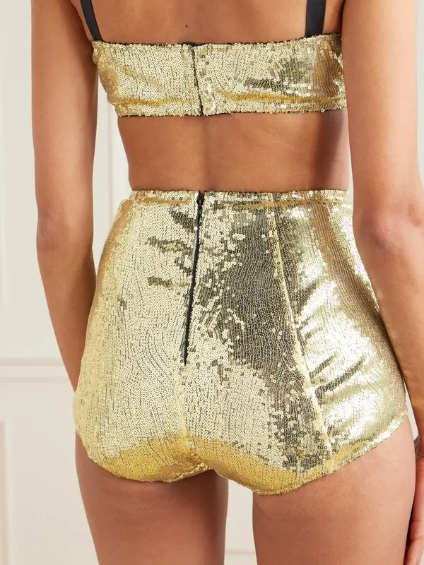Dolce & Gabbana Sequined Tulle Briefs - Gold
