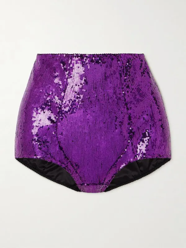 Dolce & Gabbana Sequined Tulle Briefs - Purple