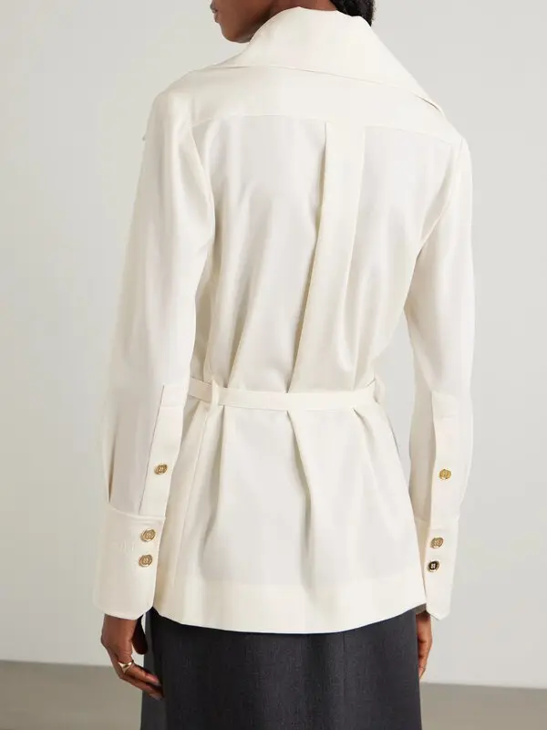 PATOU Belted Wool-blend Twill Jacket - Ivory