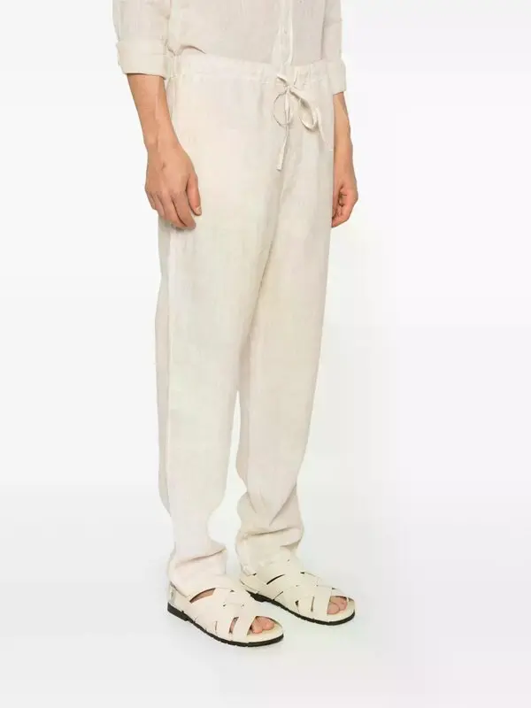 120% Lino Drawstring Waistband Trousers - Neutrals