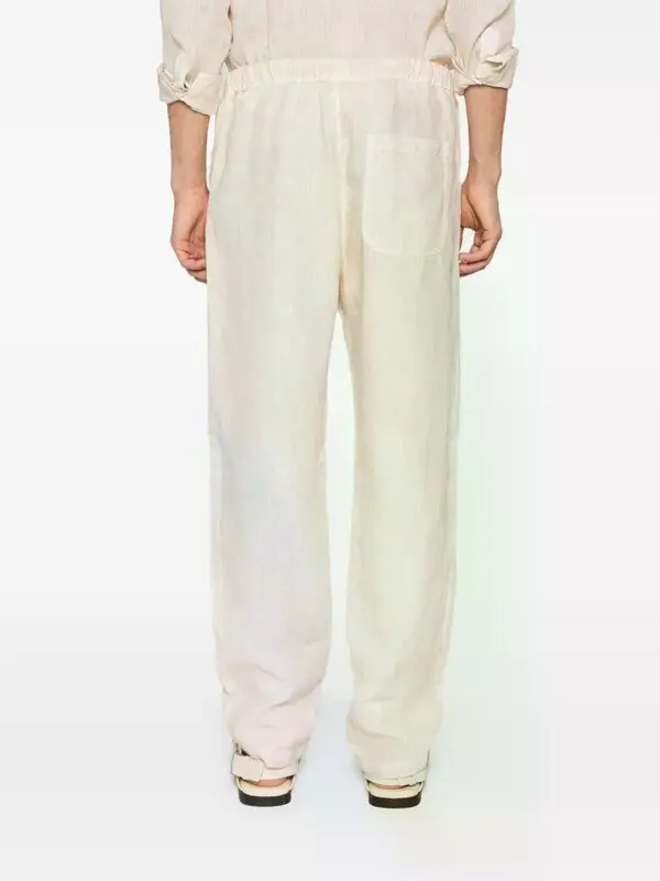 120% Lino Drawstring Waistband Trousers - Neutrals