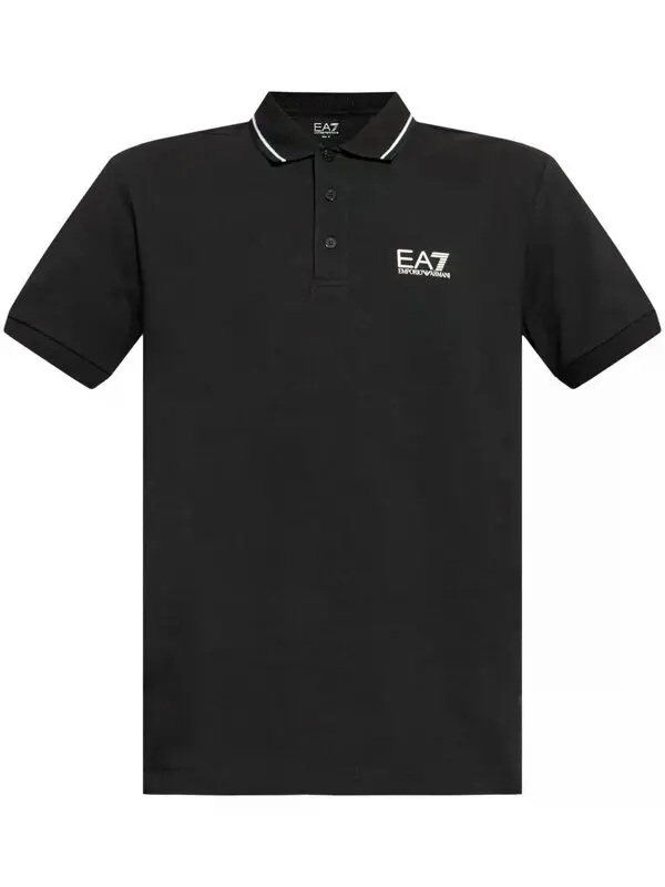 EA7 Piqué-weave Polo Shirt - Black