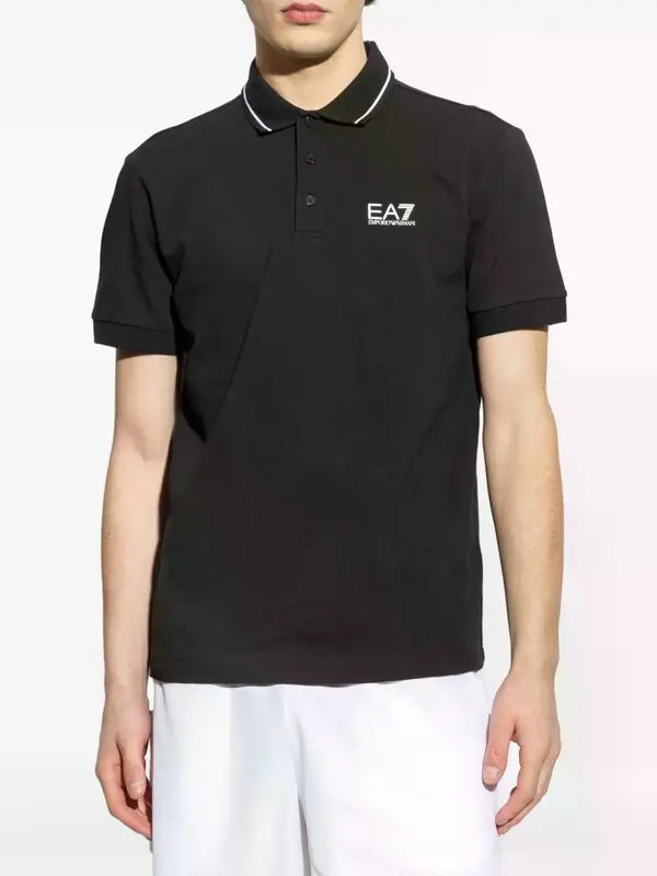 EA7 Piqué-weave Polo Shirt - Black