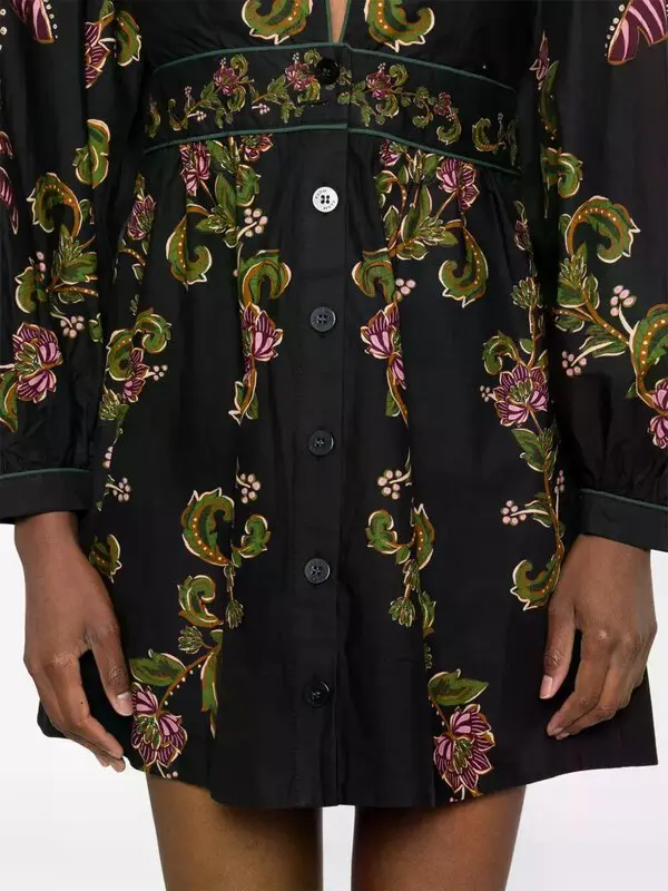 black ravenala puff sleeve mini dress Farm Rio In - 49% Off Black floral