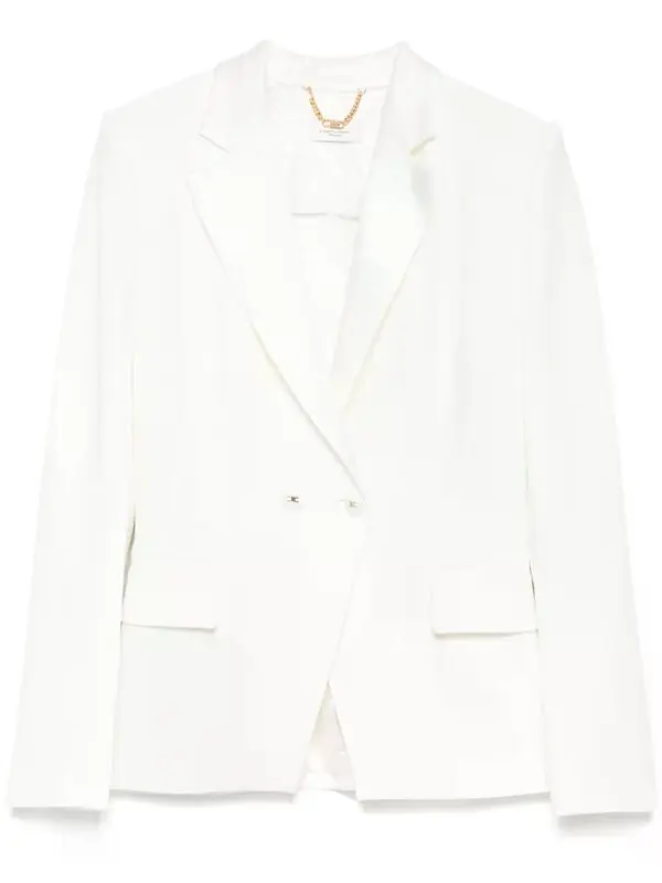 Elisabetta Franchi Satin-lapel Crepe Blazer - White