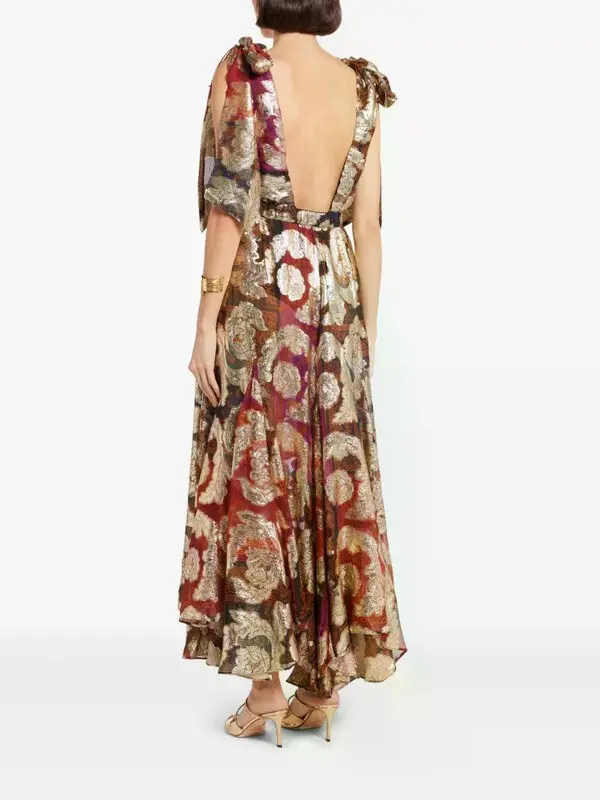 knee length dresses for ladies Rio Abstract Palmer Poplin Tiered Maxi Dress