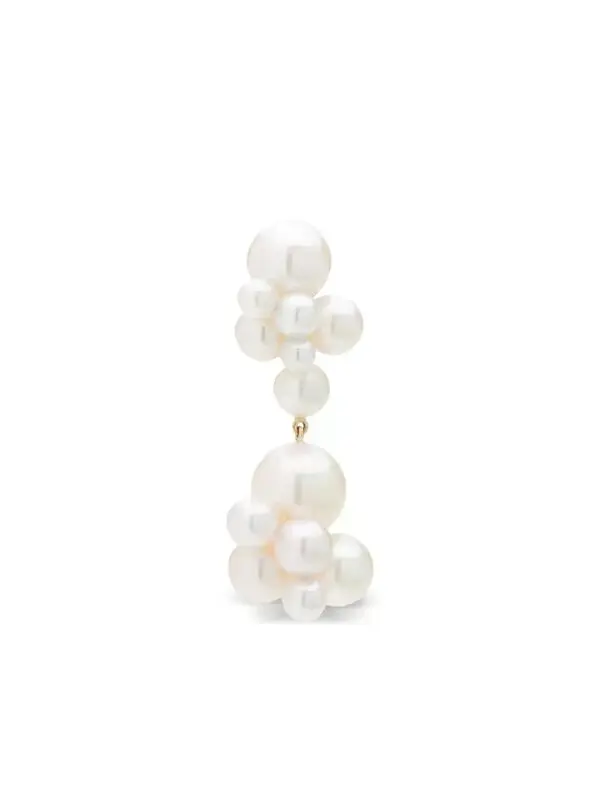 Sophie Bille Brahe 14k Yellow Gold Bisous Double Pearl Earring - Neutrals