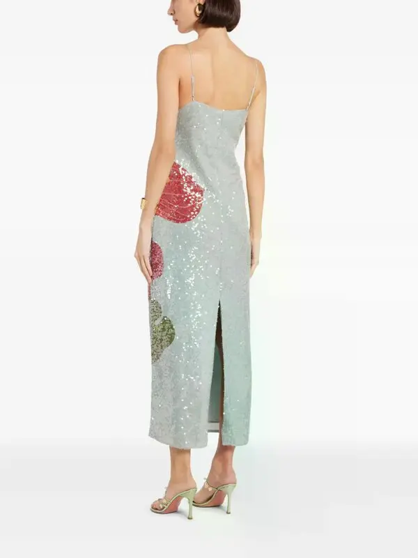 farm rio dress sequin Farm Rio Anthropologie Halter Sequin Column Midi Dress Size M NWT Holiday  Party
