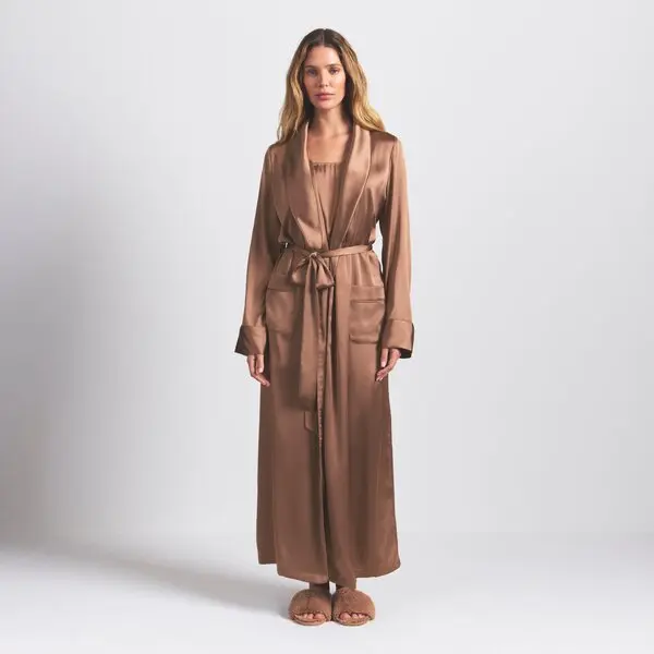 SKIMS Woven Shine Long Robe - Sienna