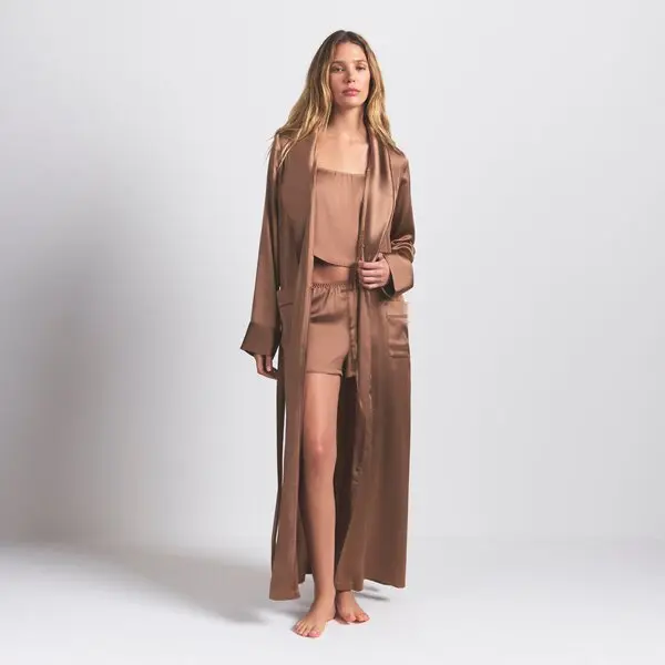 SKIMS Woven Shine Long Robe - Sienna